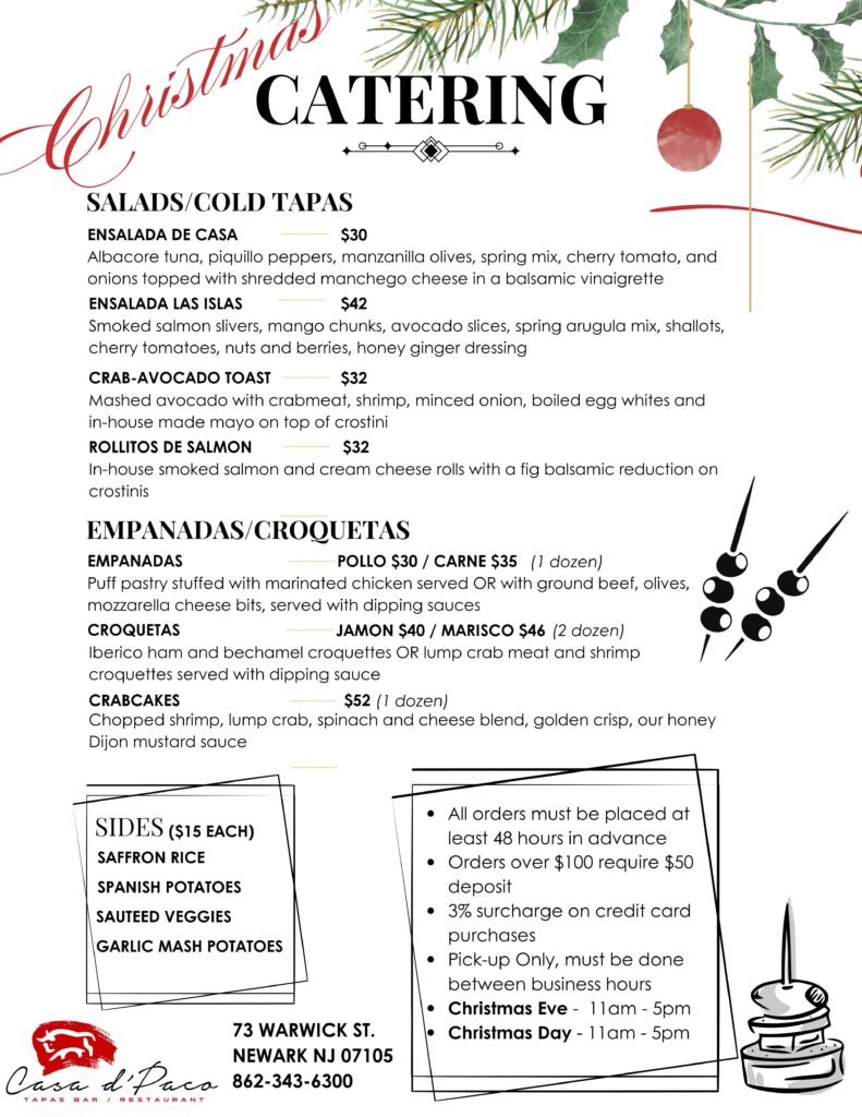 Christmas Catering | Spanish Tapas Restaurant in Newark NJ